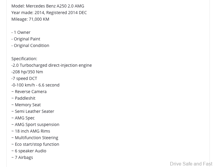 Mercedes A250 AMG 2013 Model Used Buyers Guide