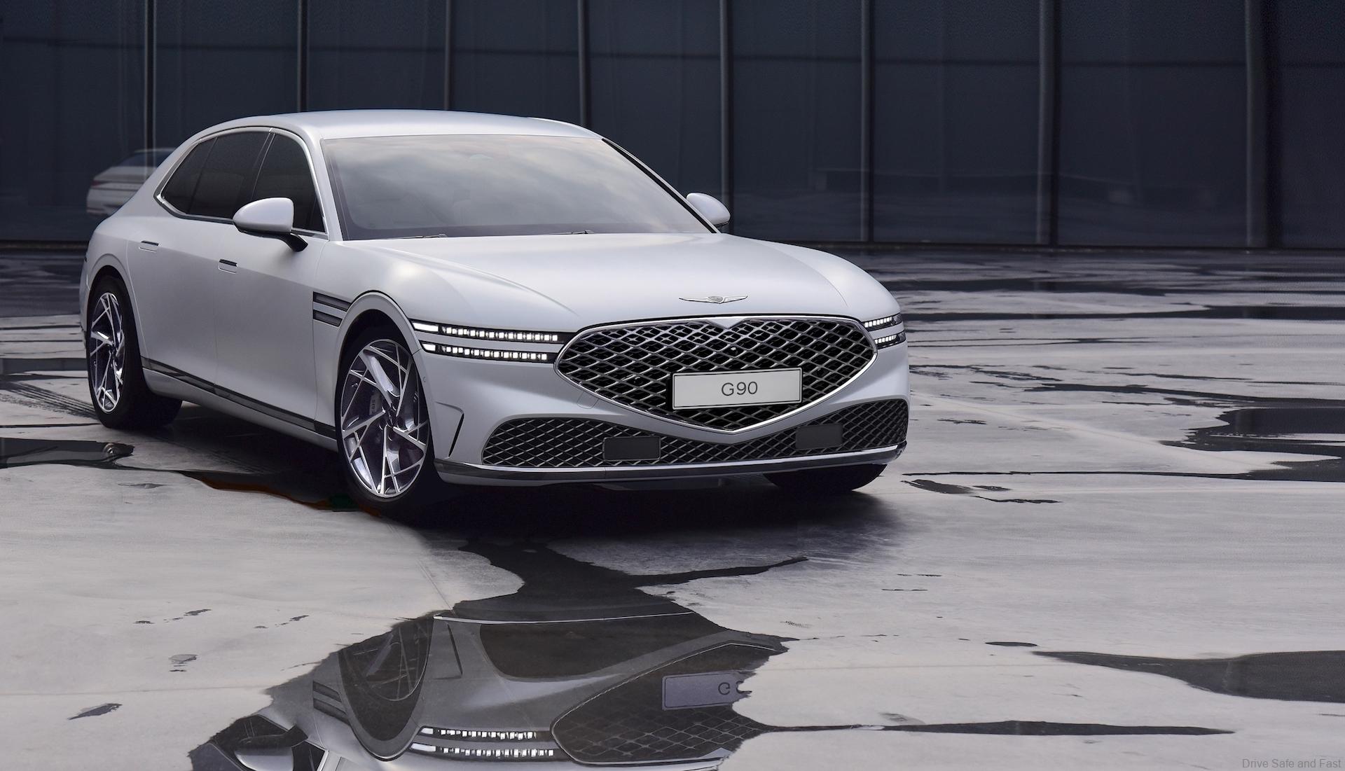 New Genesis G90 Shows Slim Headlights And Lengthy Wheelbase